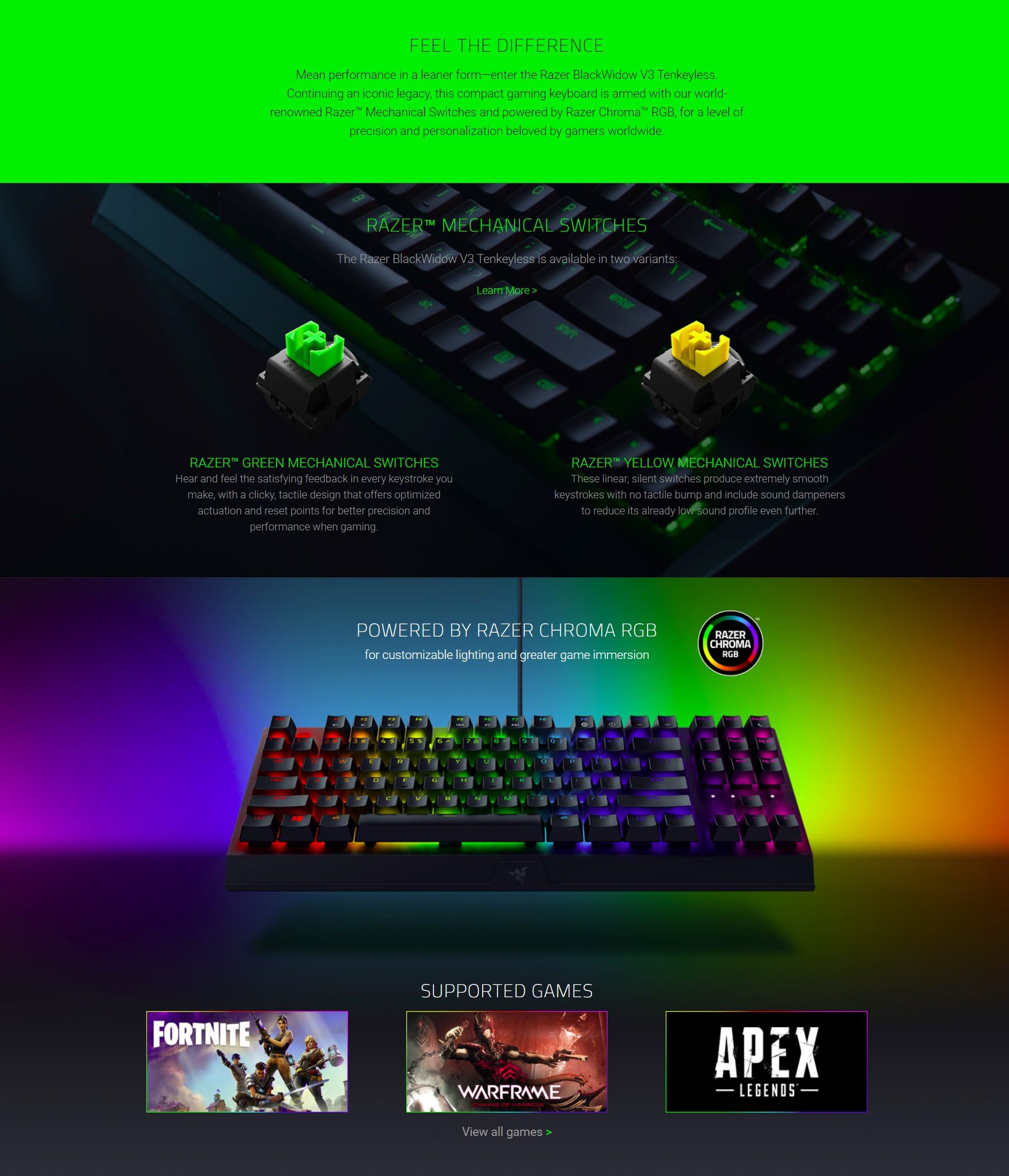 Buy Razer™ BlackWidow V3 Tenkeyless - Mechanical Gaming Keyboard - US ...