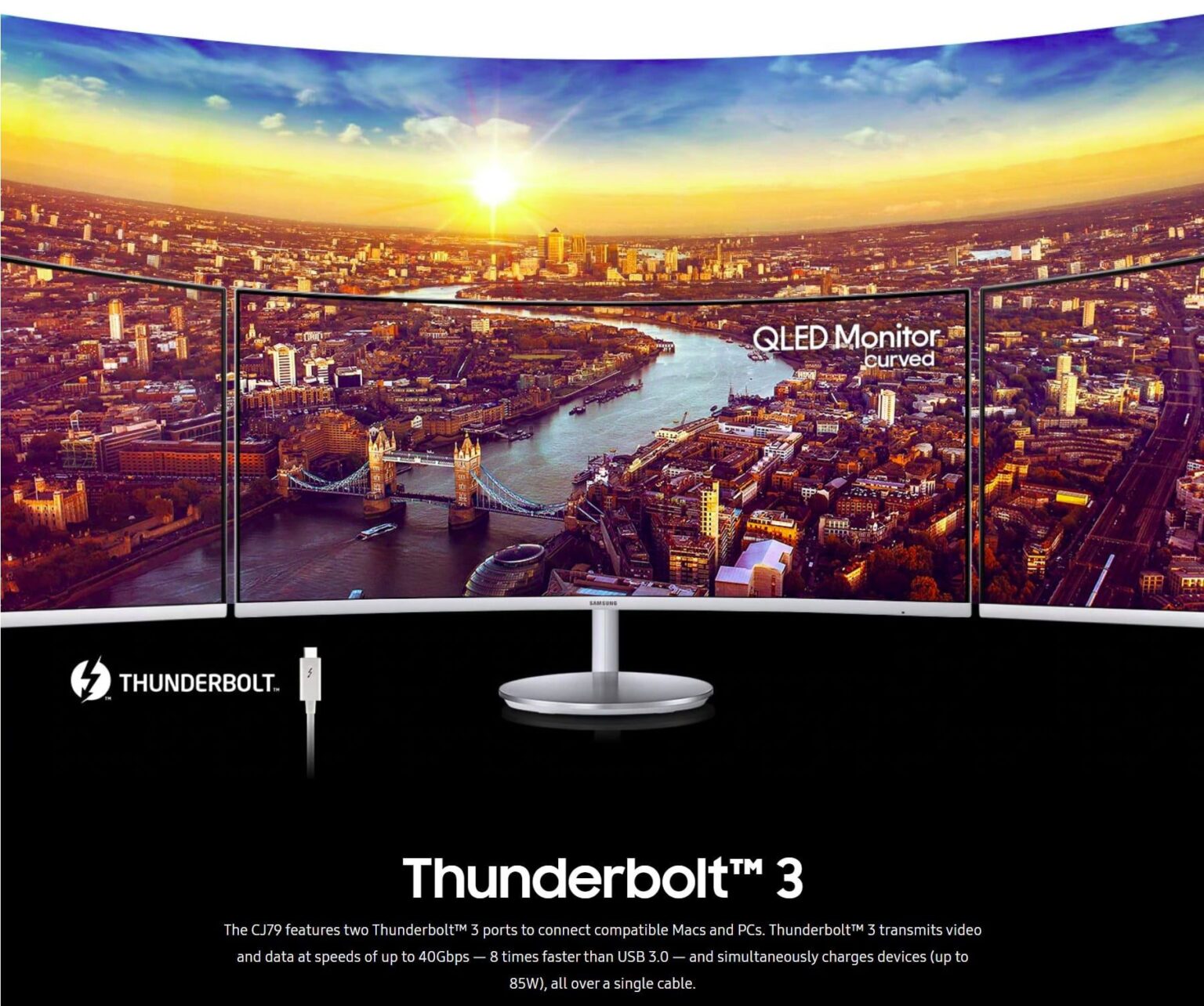 Samsung 34CJ791 34? Thunderbolt™ 3 Curved WQHD 100hz QLED Ultra Wide ...