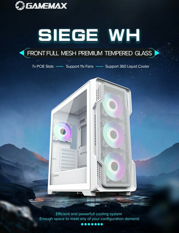 GameMax Siege E-ATX Mid-Tower Gaming Case White Price in Pakistan
